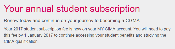 CIMA Subscription Fees – The CIMA Student